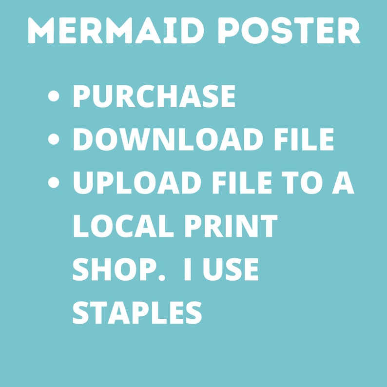 Mermaid Themed Digital Coloring Poster for Kids, Printable Mermaid ...