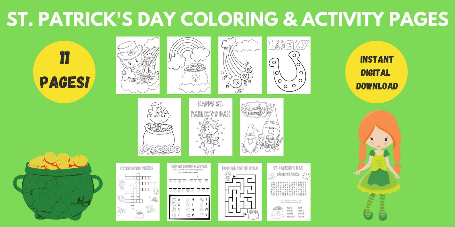 St. Patrick's Day Coloring and Activity Pages for Kids, Printable ...