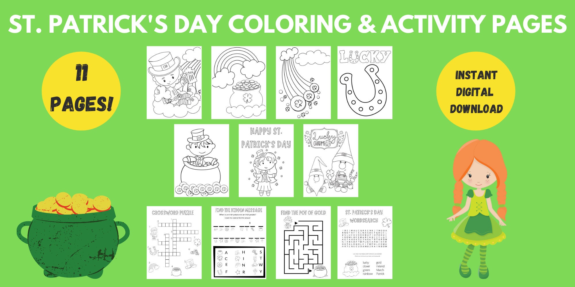 St. Patrick's Day Coloring and Activity Pages for Kids, Printable ...