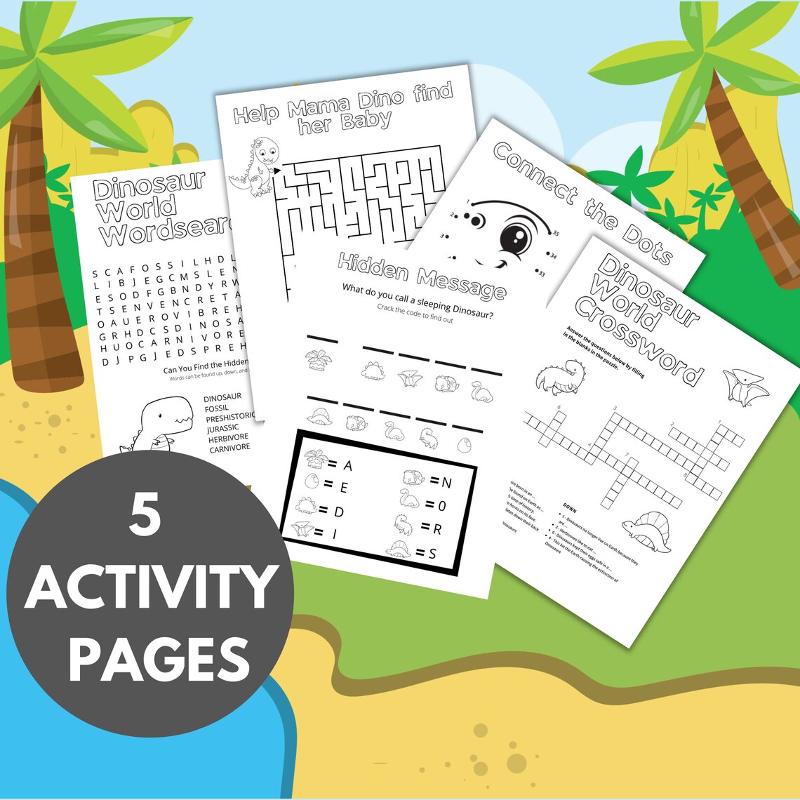 Fun Dinosaur Coloring Pages for Kids Dinosaur Printables - Etsy