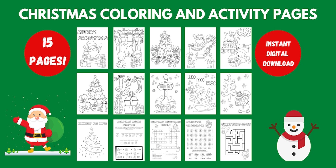 Christmas Coloring Pages for Kids, Christmas Coloring Book, Christmas ...