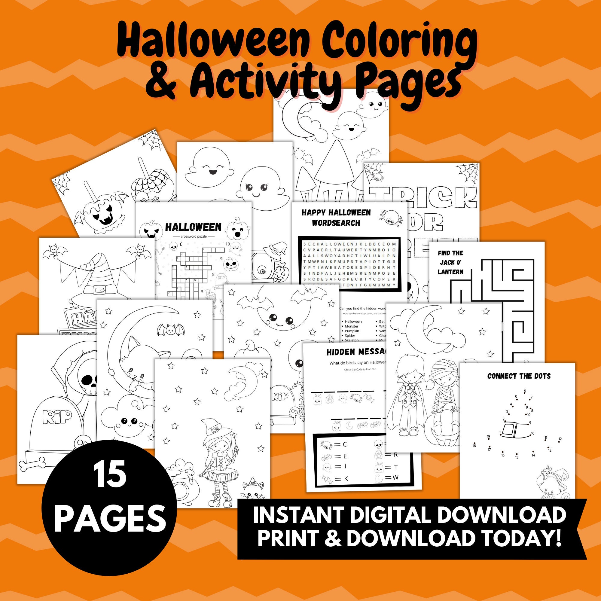Halloween Coloring Pages for Kids, Hallowing Coloring Book, Halloween ...