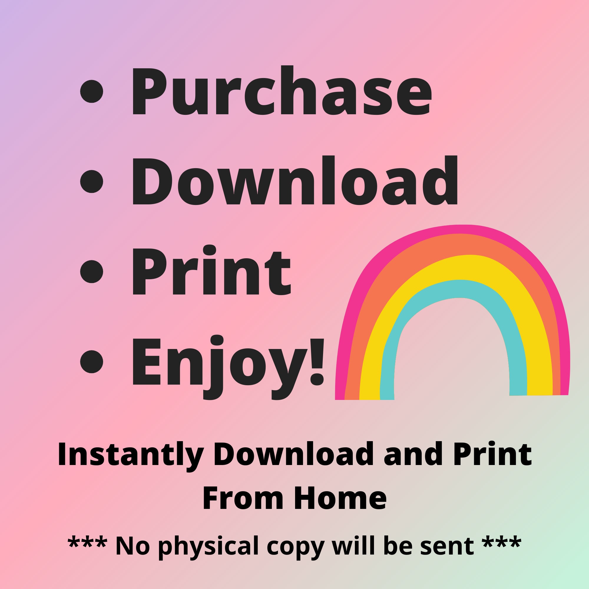 Set of 6 Printable Bookmarks, Bright Rainbow Themed Bookmarks, Rainbow ...