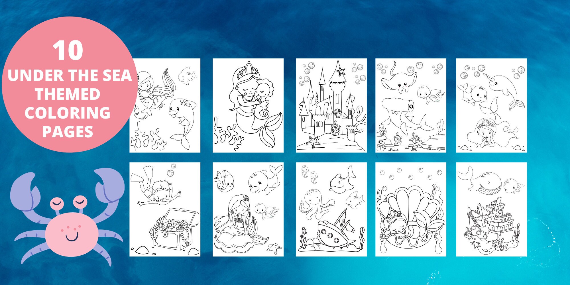 Under the Sea Coloring and Activity Pages for Kids, Mermaid Coloring ...