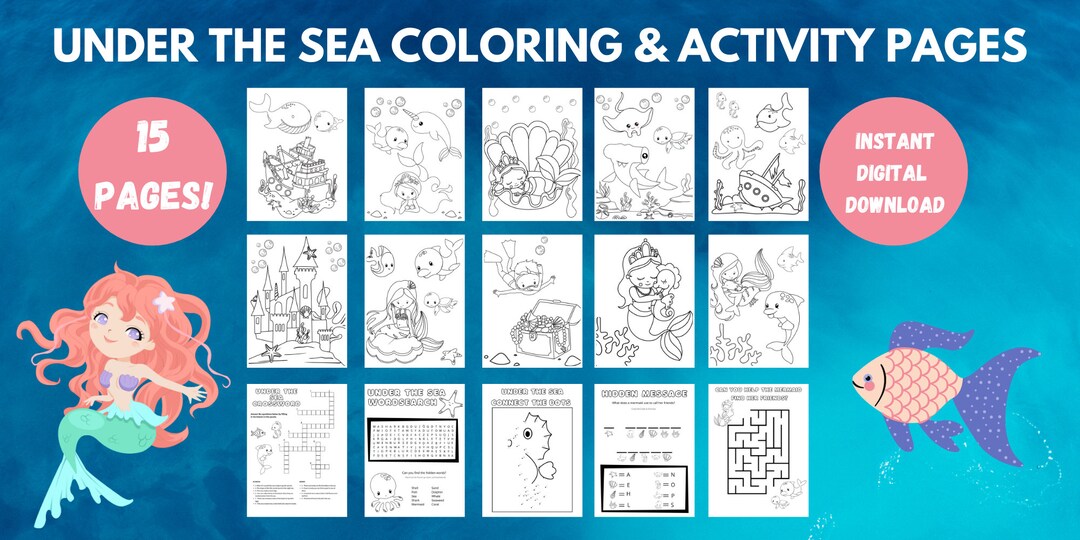 Under the Sea Coloring and Activity Pages for Kids, Mermaid Coloring ...