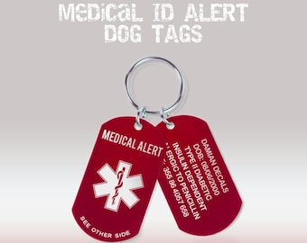 Medical Alert Card Medical ID Card Personalized Medical - Etsy