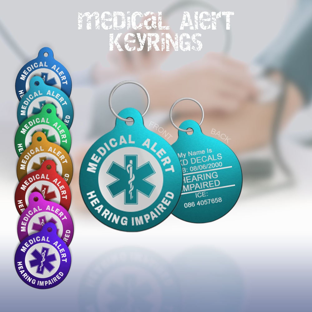 Personalized Medical Alert Keychain: Engraved Aluminium ID Tag - Etsy