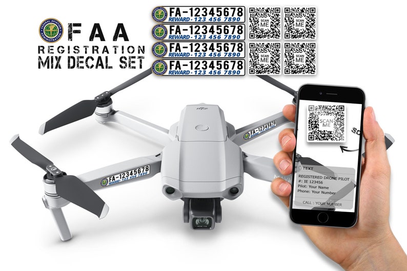 Set of Mixed FAA Required Drone Registration Number Decal Set - Etsy Set of Mixed FAA Required Drone Registration Number Decal Set - Etsy