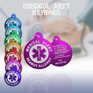 Medical Alert Medical Keychain - Personalised Alert Tag, Medical Alert ...
