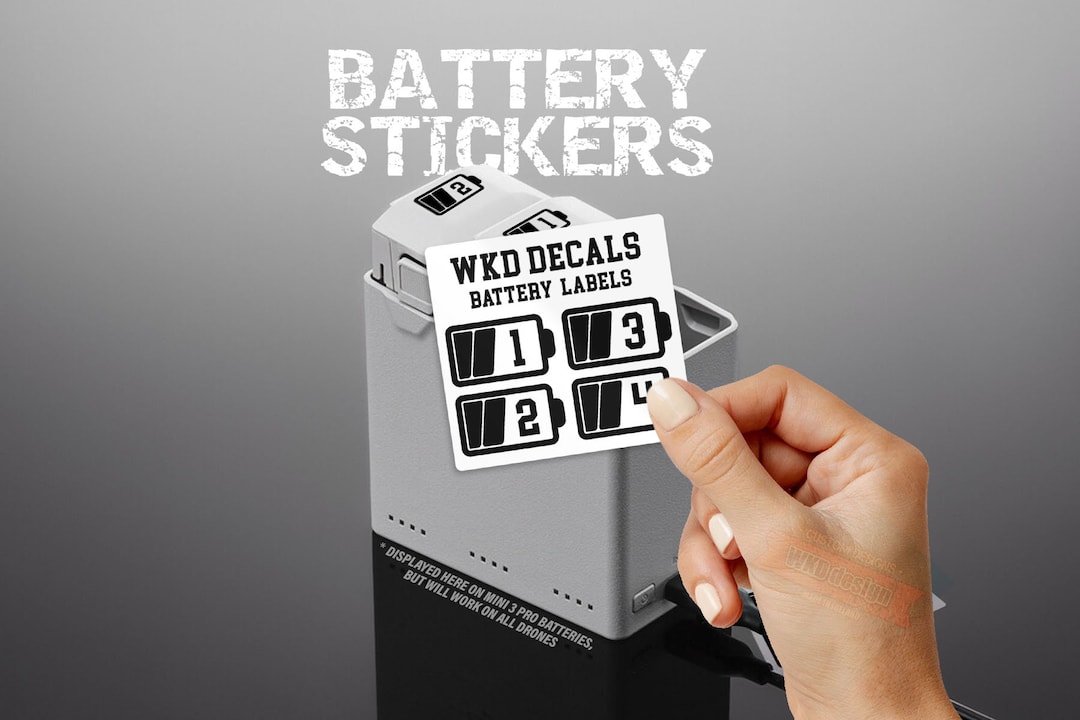 Drone Battery Stickers Black on Clear, DJI Battery Labels, Drone ...