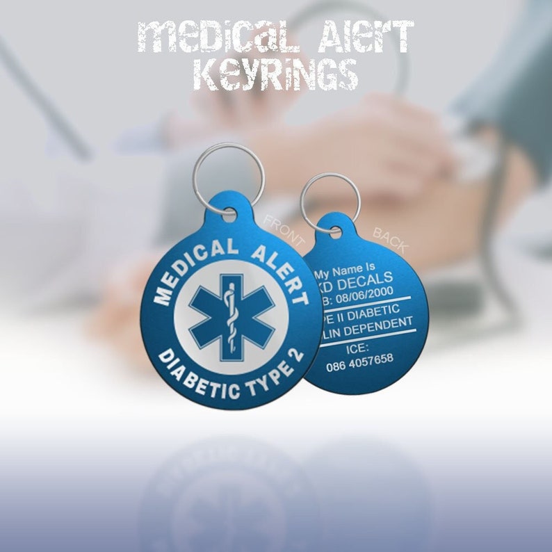 Personalized Medical Alert Keychain: Engraved Aluminium ID Tag - Etsy