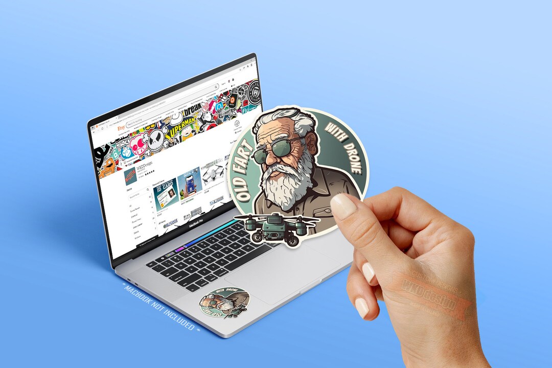 Old Fart With Drone, Funny Decals, Drone Stickers, Dad Sticker, Gift ...