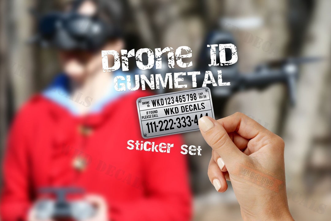 Drone Sticker Set set of 4 Stickers Gunmetal Finish, Registration ...