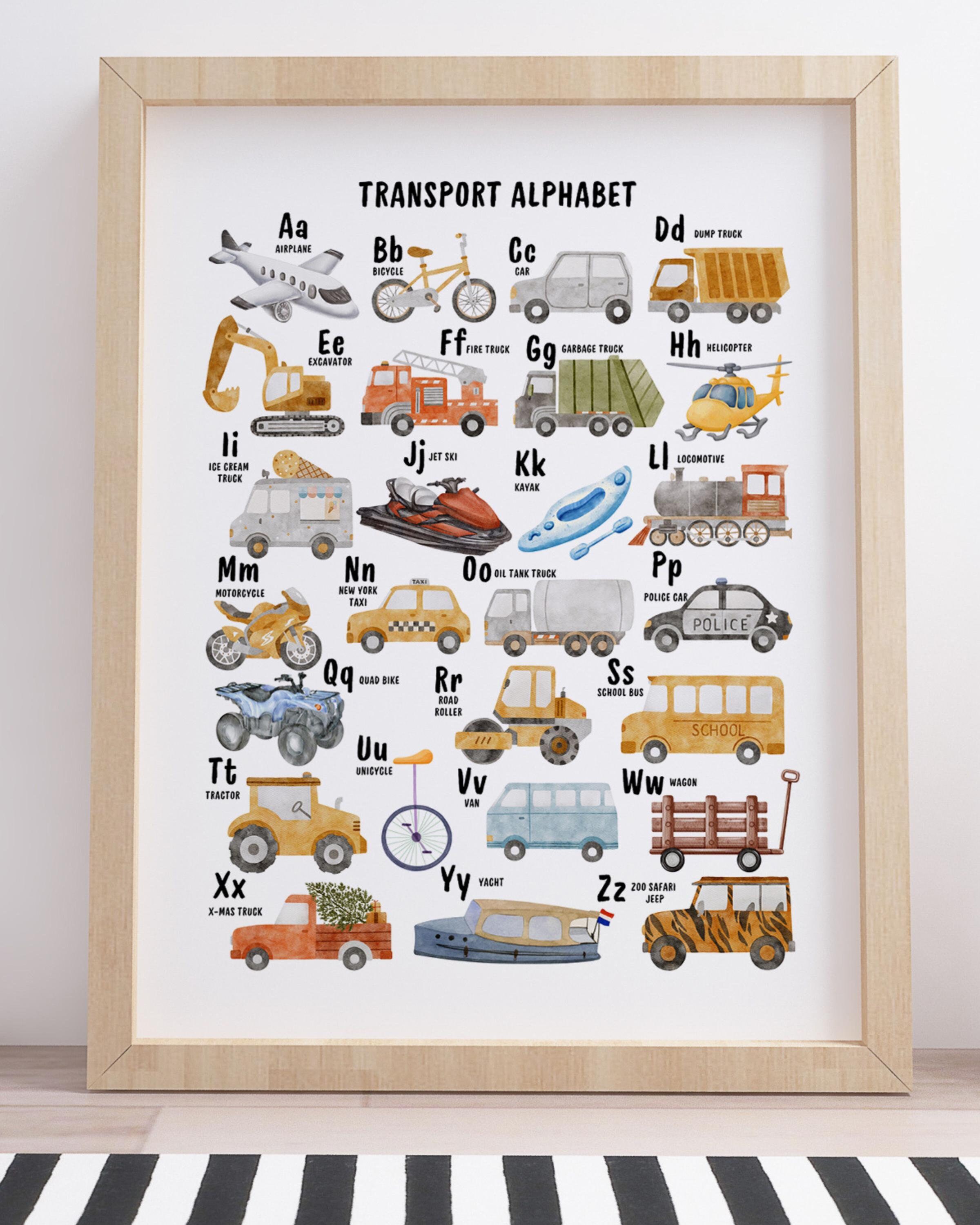 Transportation Alphabet Printable, Vehicles Poster Prints, Boy Playroom ...