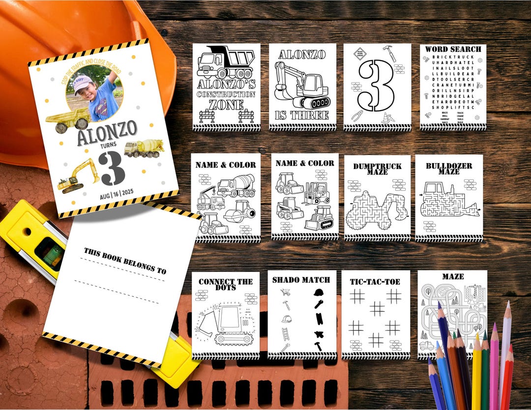 Printable Construction Coloring Book, Editable Construction Activity ...