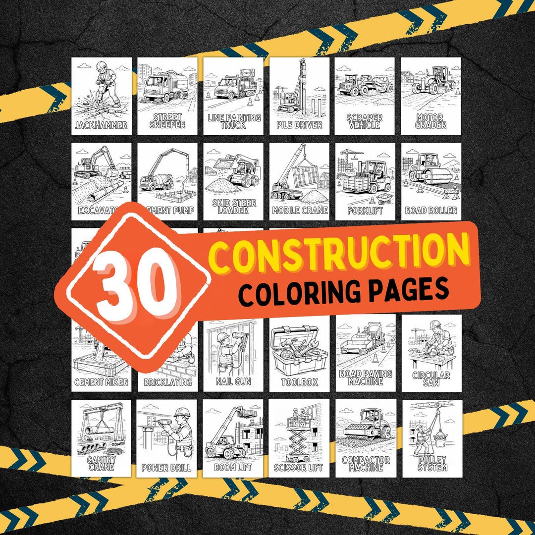30 Construction Coloring Pages, Printable Construction Coloring Book ...
