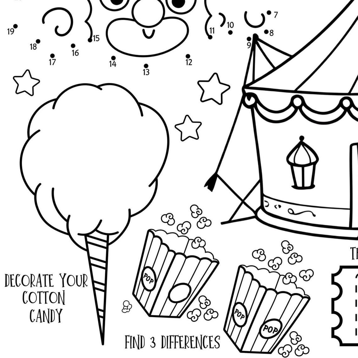 Editable Circus Placemat, Carnival Coloring Page, Circus Coloring ...