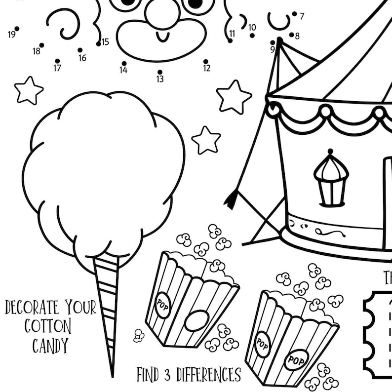 Editable Circus Placemat, Carnival Coloring Page, Circus Coloring ...