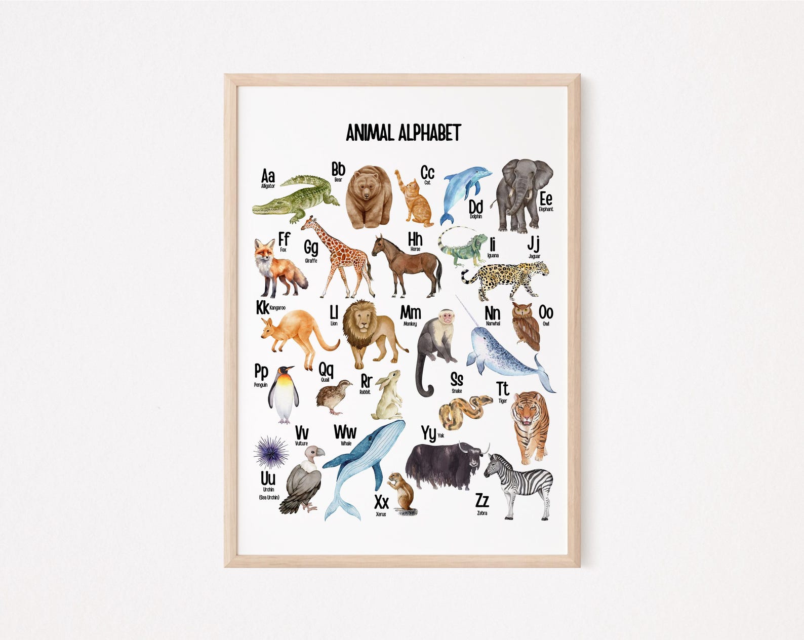 Animal Alphabet Numbers Prints, Animal Poster ABC, Kids Room Decor ...