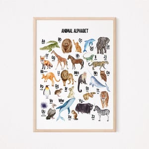 Animal Alphabet Numbers Prints, Animal Poster ABC, Kids Room Decor ...