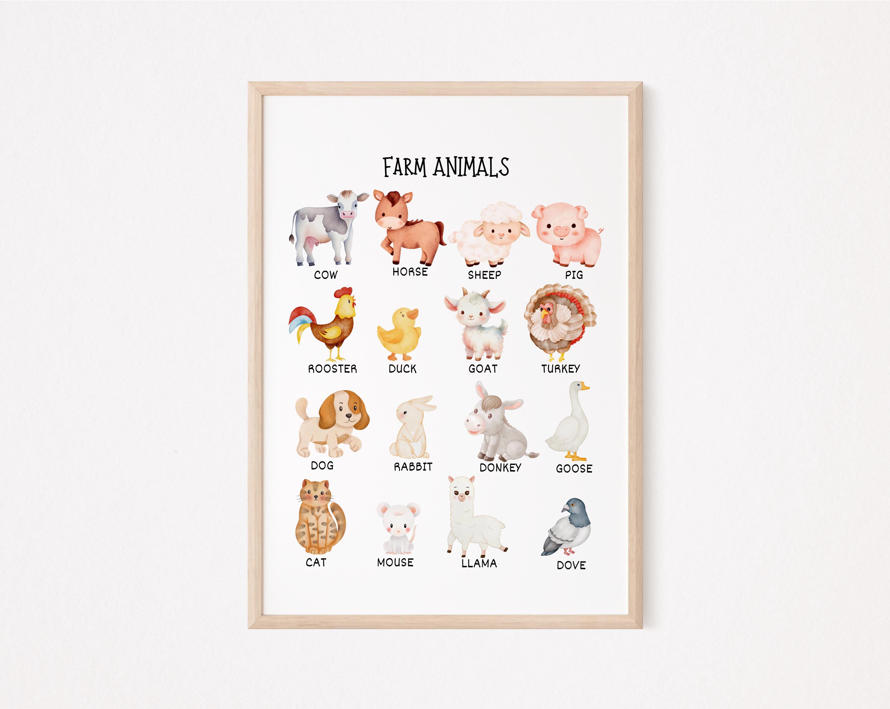 Farm Animals Alphabet Numbers Print, Farm Animals Nursery Wall Art ...
