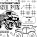 Editable Monster Truck Party Placemat, Monster Truck Birthday Coloring ...