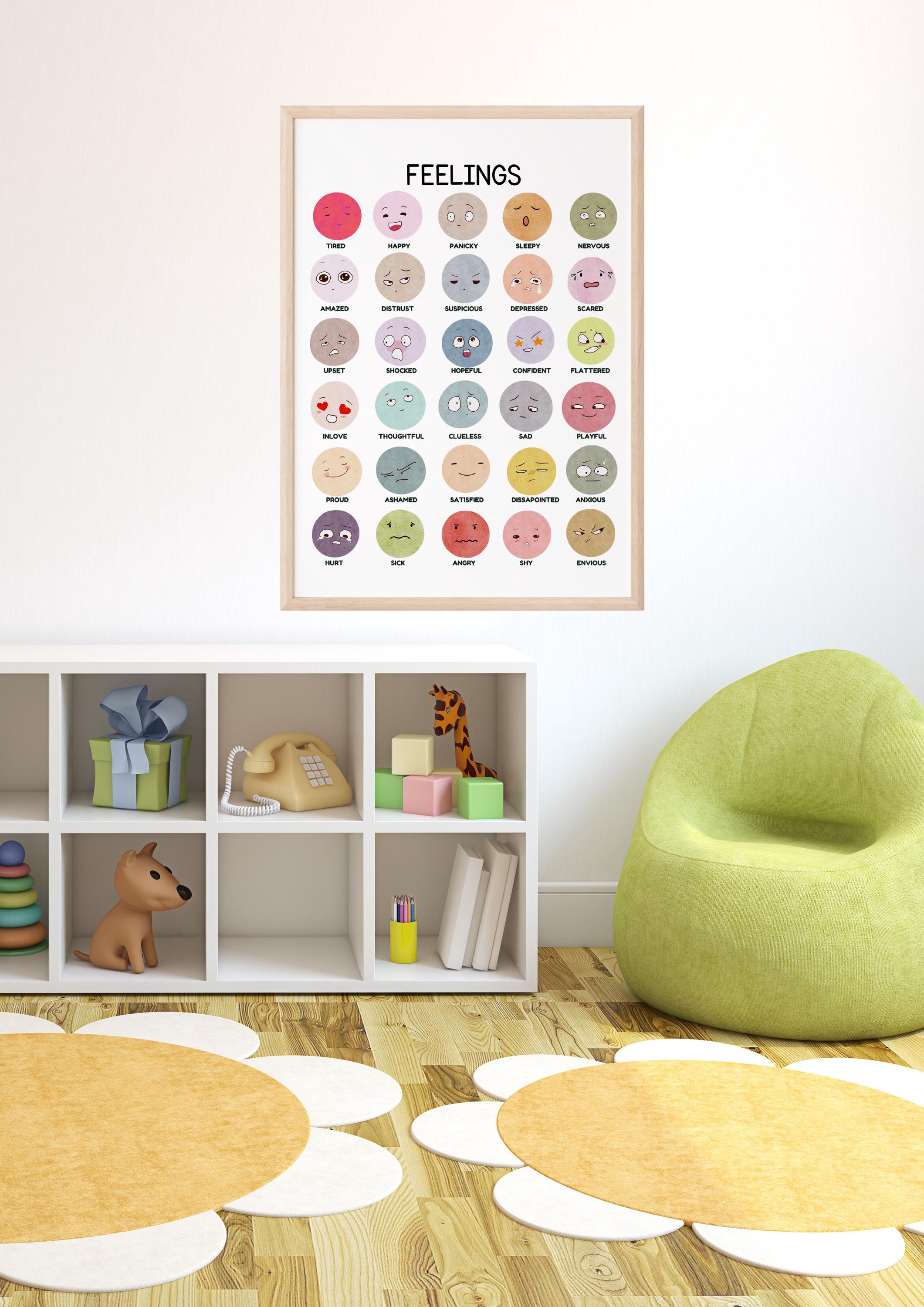 Rainbow Feelings Chart, Kids Feelings, Printable Wall Art, Toddler ...