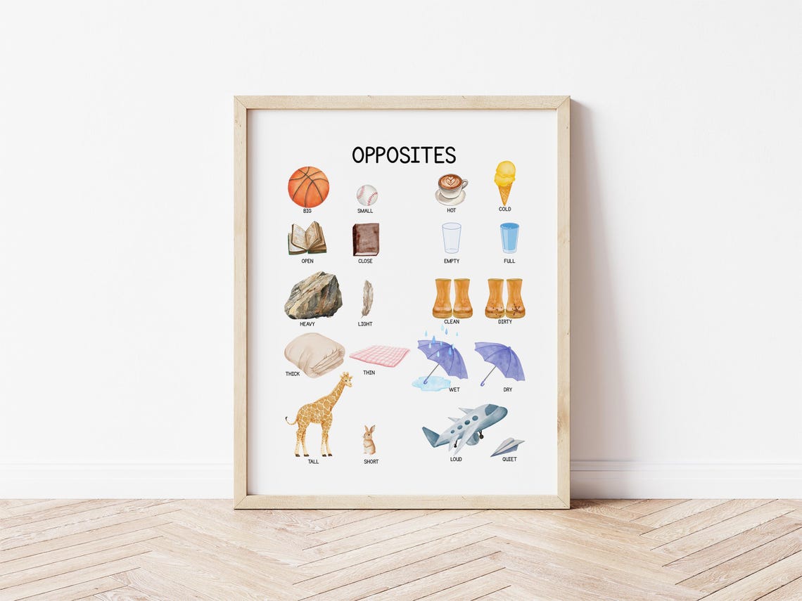 Printable Educational Opposites Chart, Opposite Words Educational ...