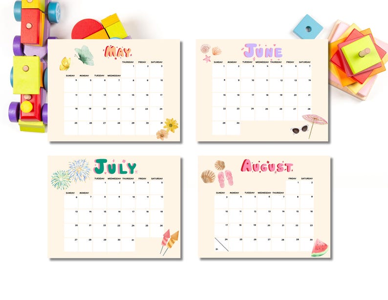 2025 Printable Kids Calendars, Homeschool Preschool Wall Calendar ...