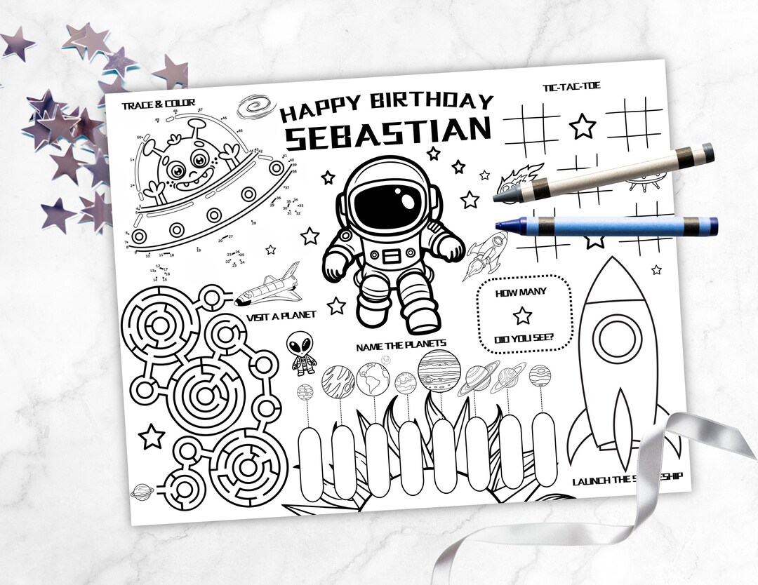 Space Coloring Placemat, Outerspace Coloring Sheet, Outer Space Party ...
