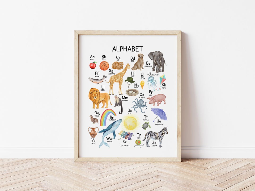 Printable Alphabet Poster, Kids Alphabet Chart, Rainbow Alphabet ...