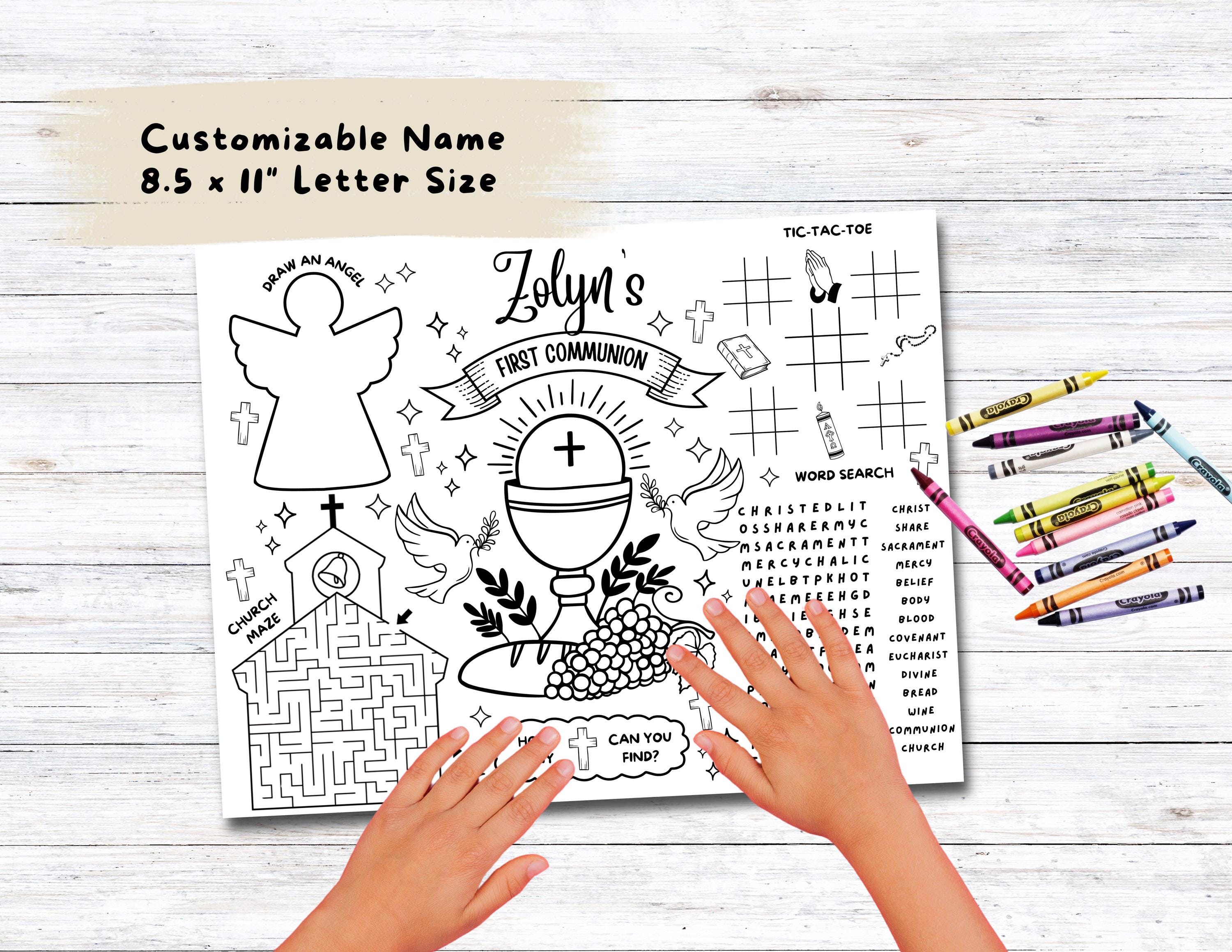 Printable First Communion Coloring Placemat, First Communion Coloring ...