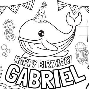 Under the Sea Birthday Party Placemat, Ocean Animal Coloring, Sea ...