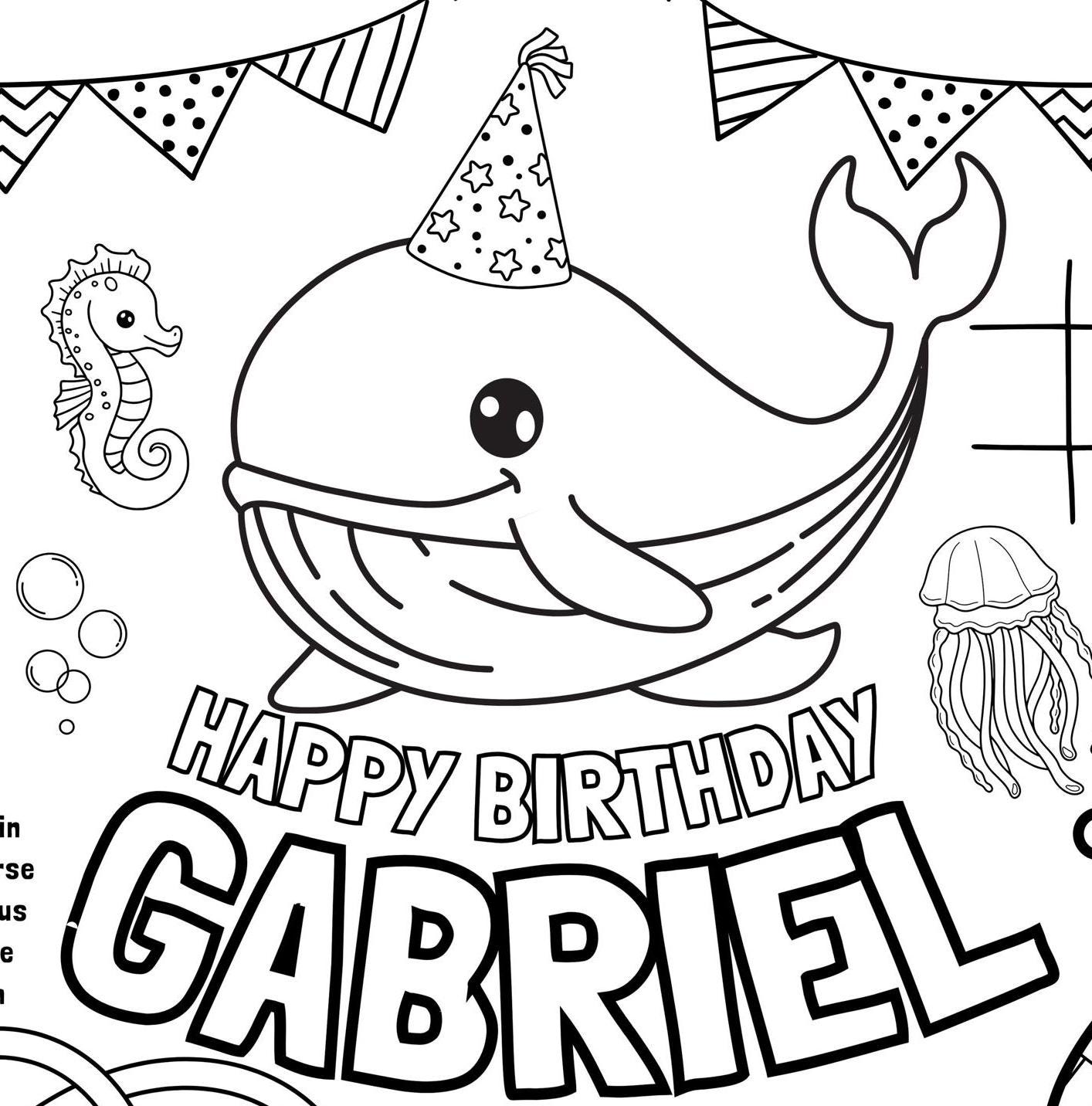 Under the Sea Birthday Party Placemat, Ocean Animal Coloring, Sea ...