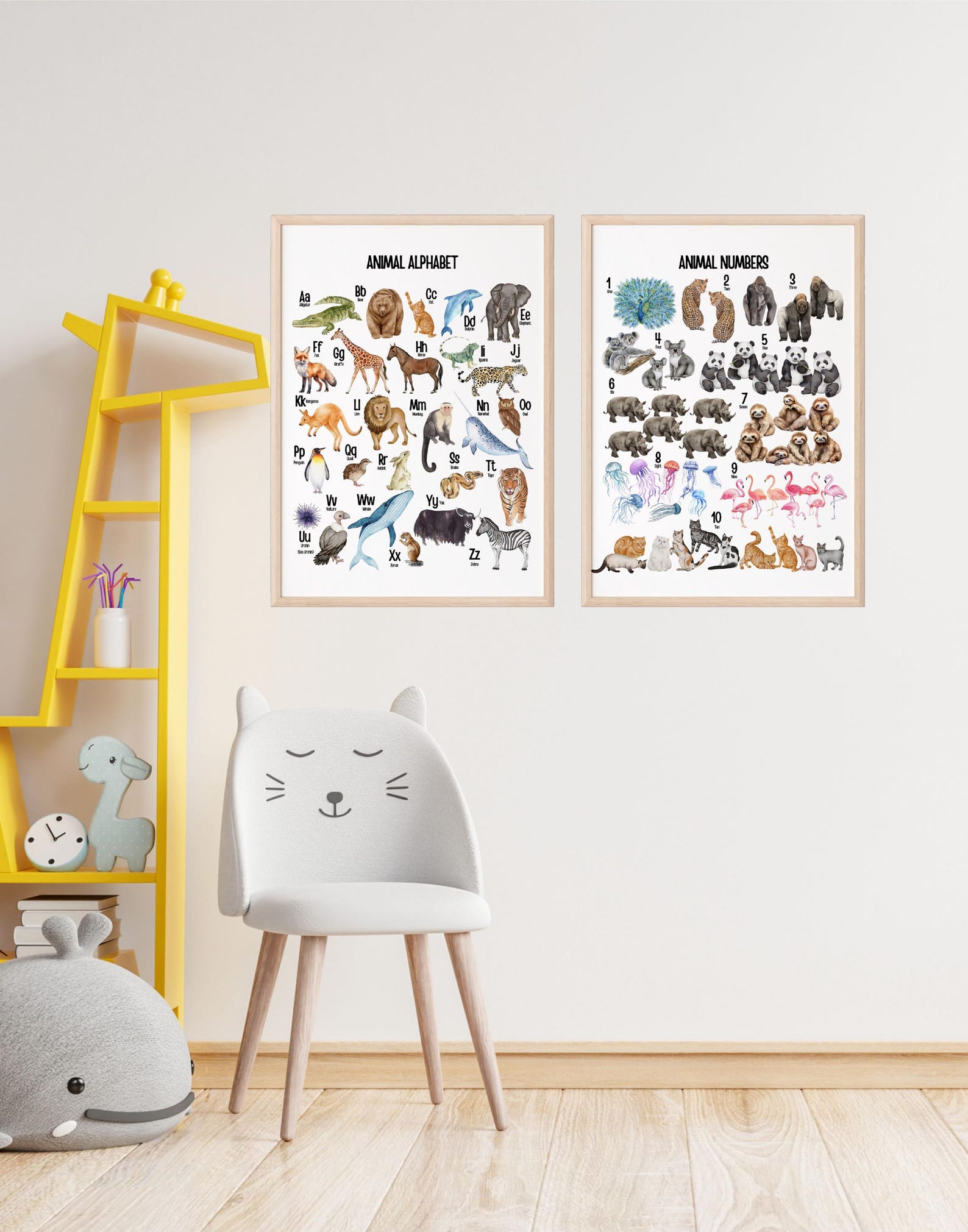 Animal Alphabet Numbers Prints, Animal Poster ABC, Kids Room Decor ...