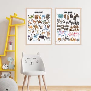 Animal Alphabet Numbers Prints, Animal Poster ABC, Kids Room Decor ...