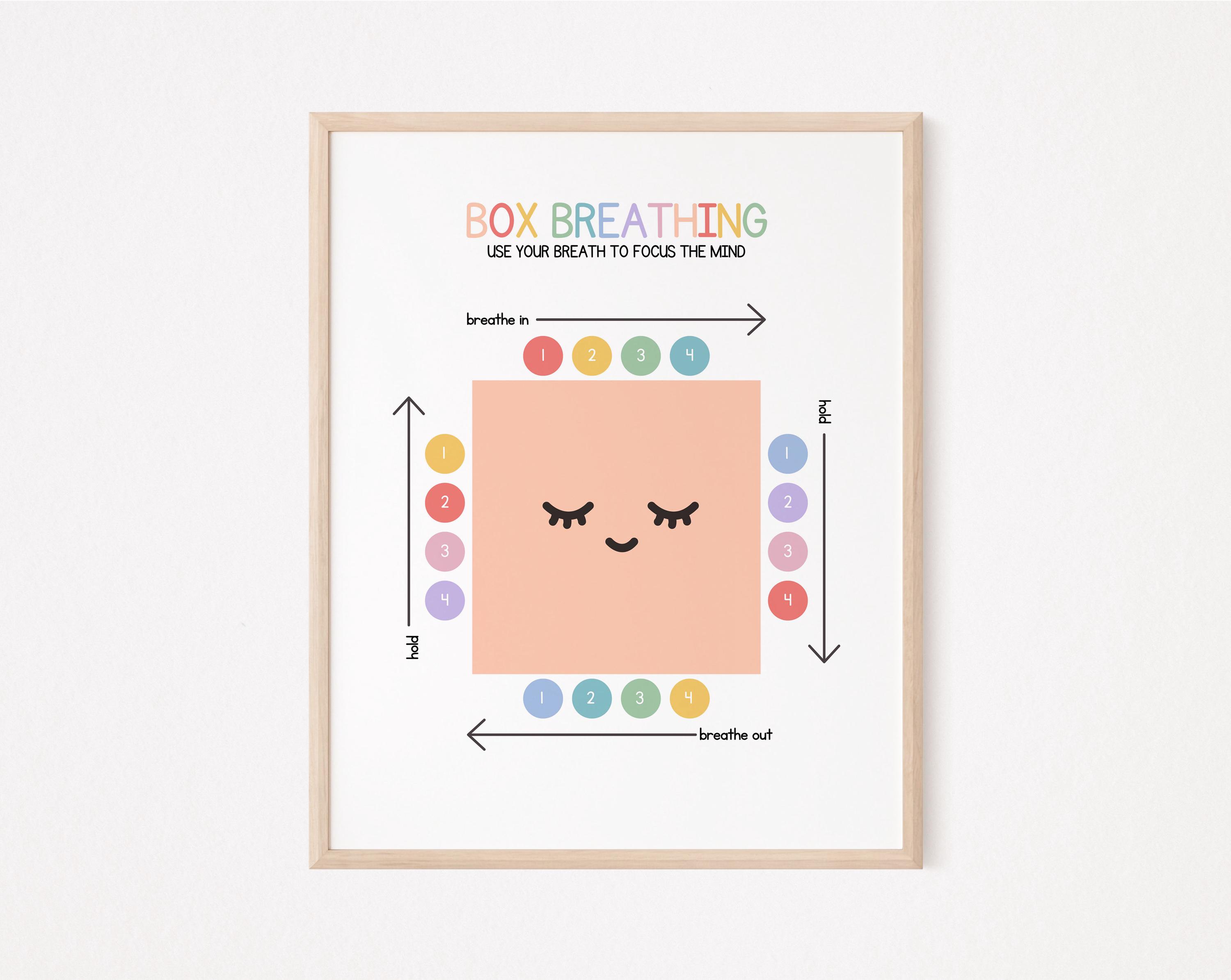 Box Breathing Poster, Box Breathing Technique, Calming Corner, Mental ...