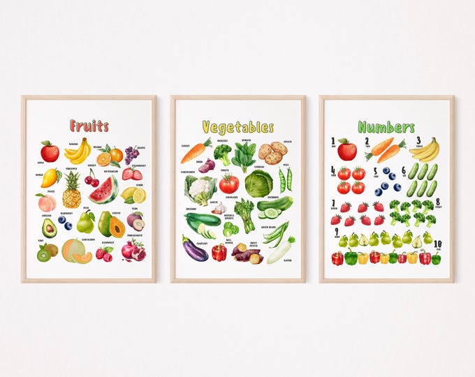 Fruits Vegetables Educational Prints, Classroom Printable, Learning ...