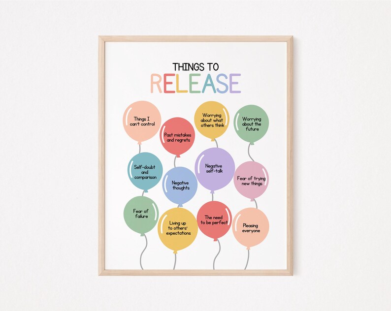 Things to Release Poster, Mental Health Coping Skills, Kids Emotional ...