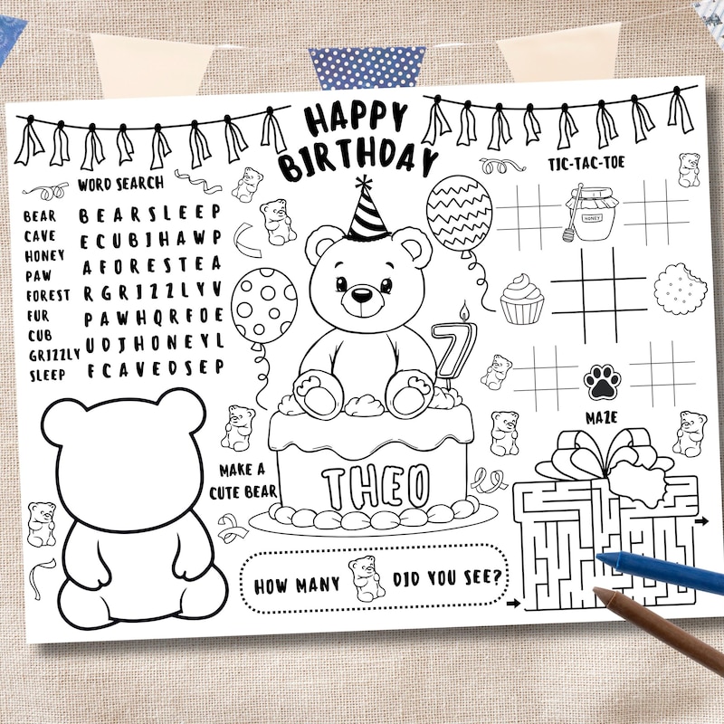 Bear Coloring Page - Etsy UK