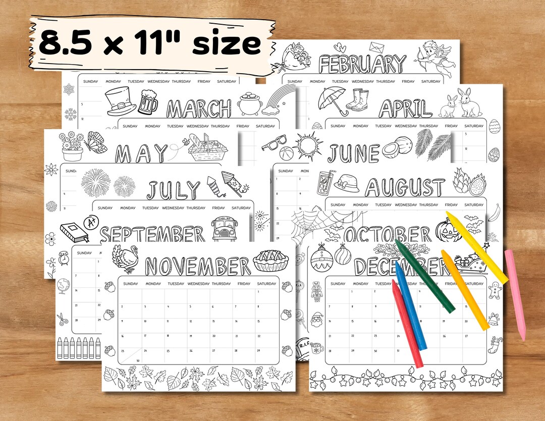 2025 Printable Kids Calendars, Homeschool Preschool Wall Calendar ...
