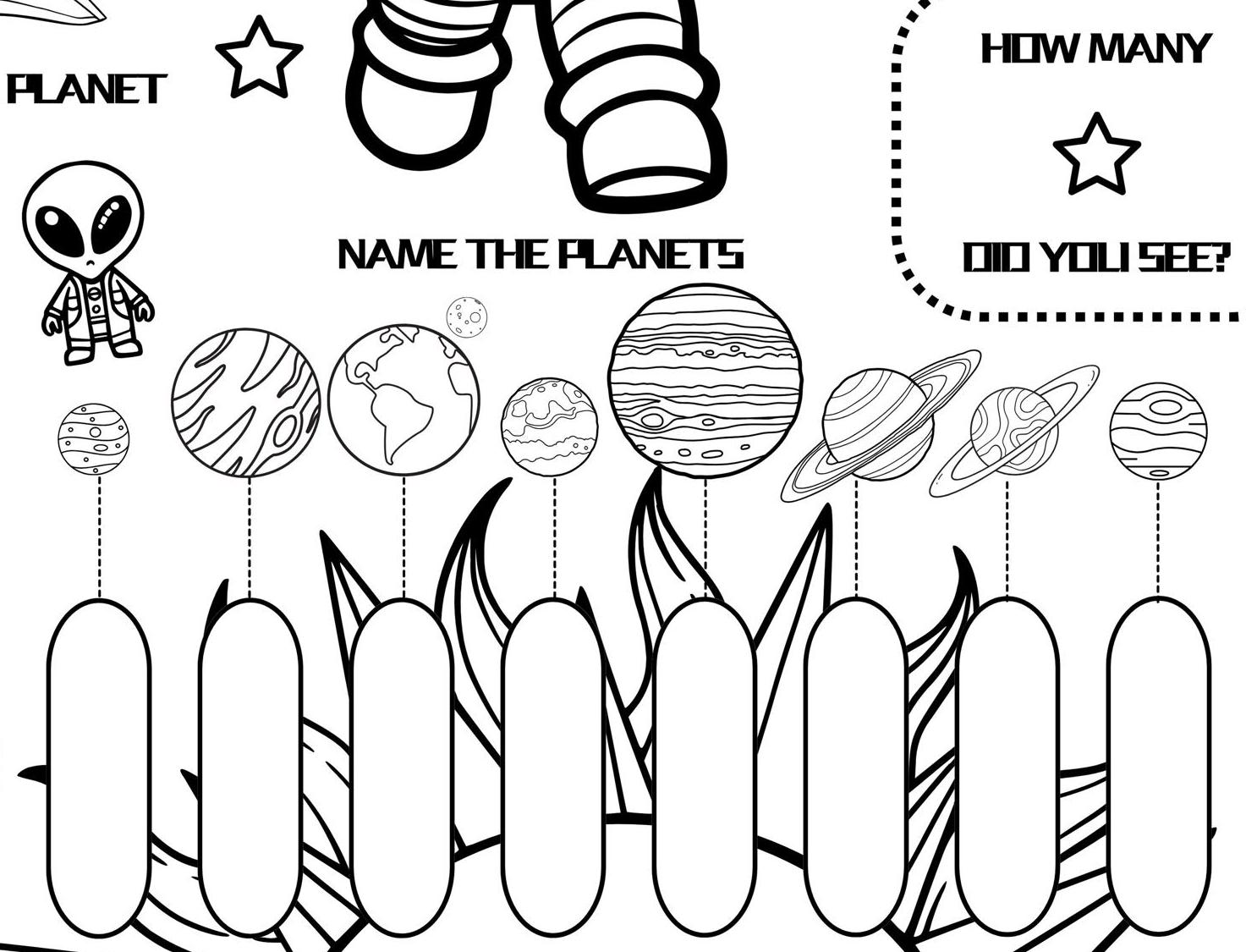 Space Coloring Placemat, Outerspace Coloring Sheet, Outer Space Party ...