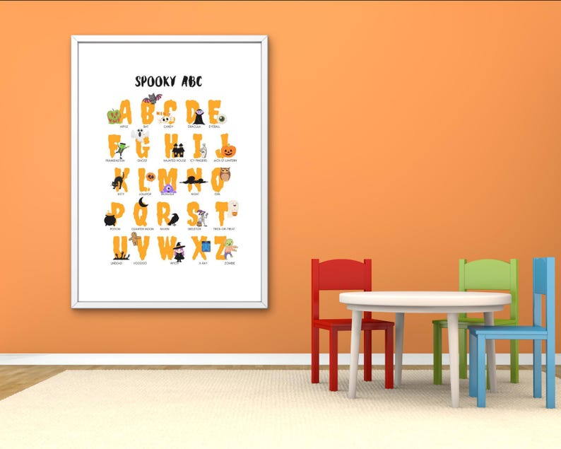 Halloween ABC Alphabet Educational Poster, Montessori Classroom ...