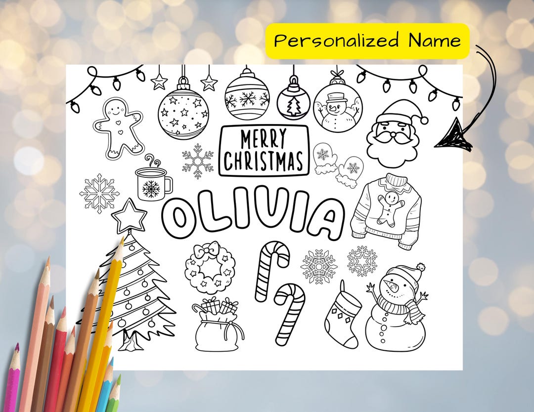 Christmas Personalized Placemat Coloring Sheet Holidays, Kids Activity ...