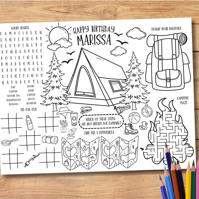 Camping Birthday Placemat - Etsy