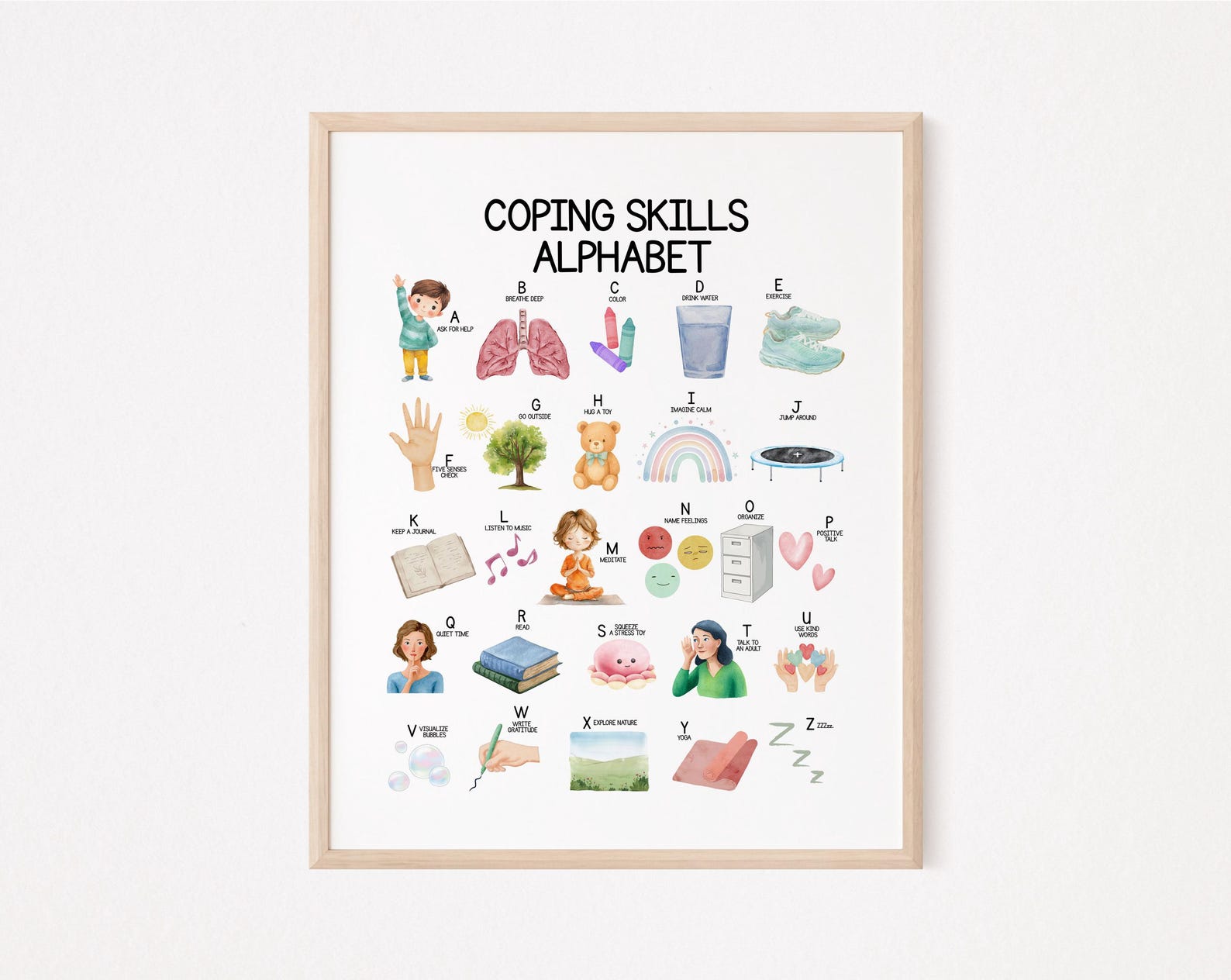 Coping Skills Alphabet Poster, Printable ABC Coping Skills, Calming ...