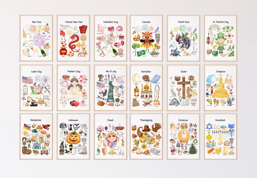 18 Holidays Around the World Poster Bundle, Holidays Educational ...