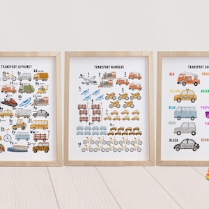 Transportation Alphabet Printable, Vehicles Poster Prints, Boy Playroom ...