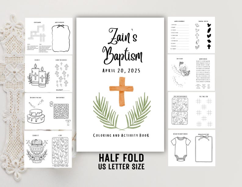 Baptism Activity Book, Christening Day Coloring Book, First Communion ...