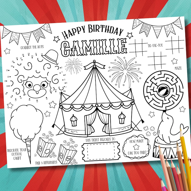 Circus Coloring Sheets - Etsy